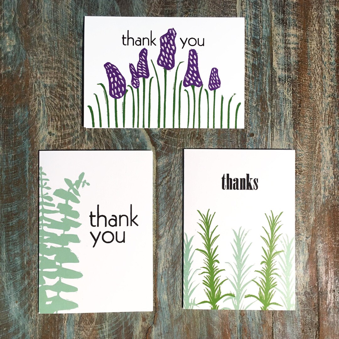 Thank You Botanical Card Set of 6 - Etsy