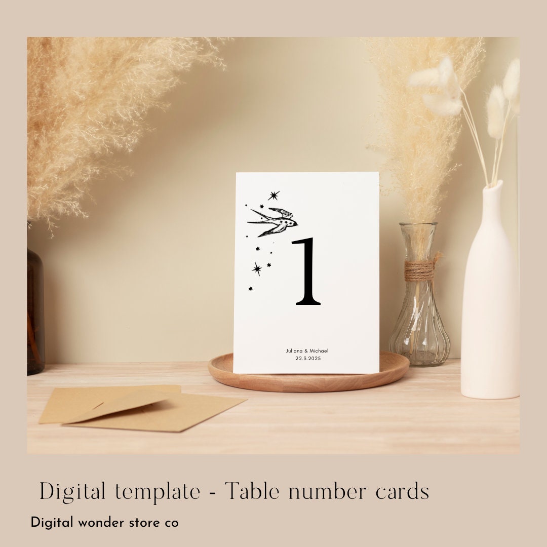 Modern Table Numbers Template, Printable Wedding Table Numbers, DIY ...