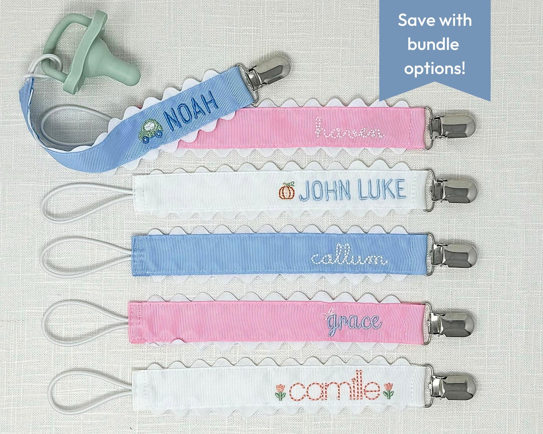 Monogrammed Pacifier Clip for Newborn Custom Name Paci Clip for Newborn ...