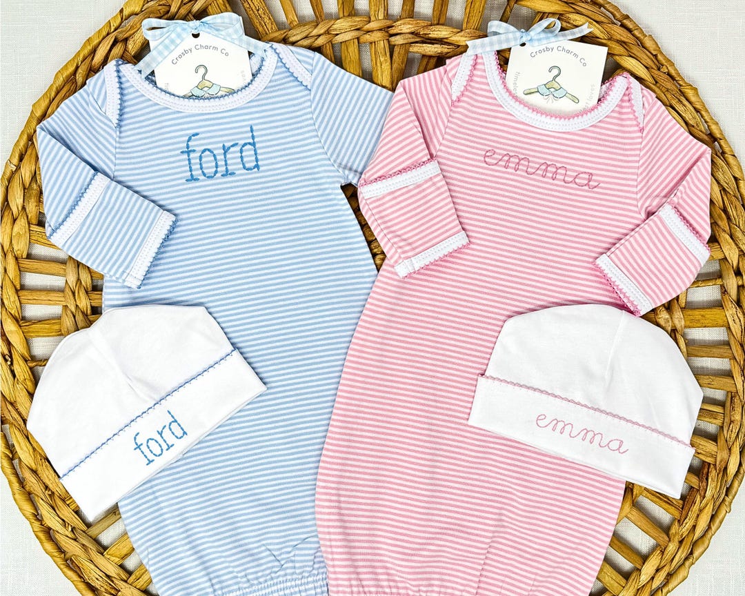 Personalized Baby Gown Coming Home Outfit Baby Shower Gift Set Custom ...