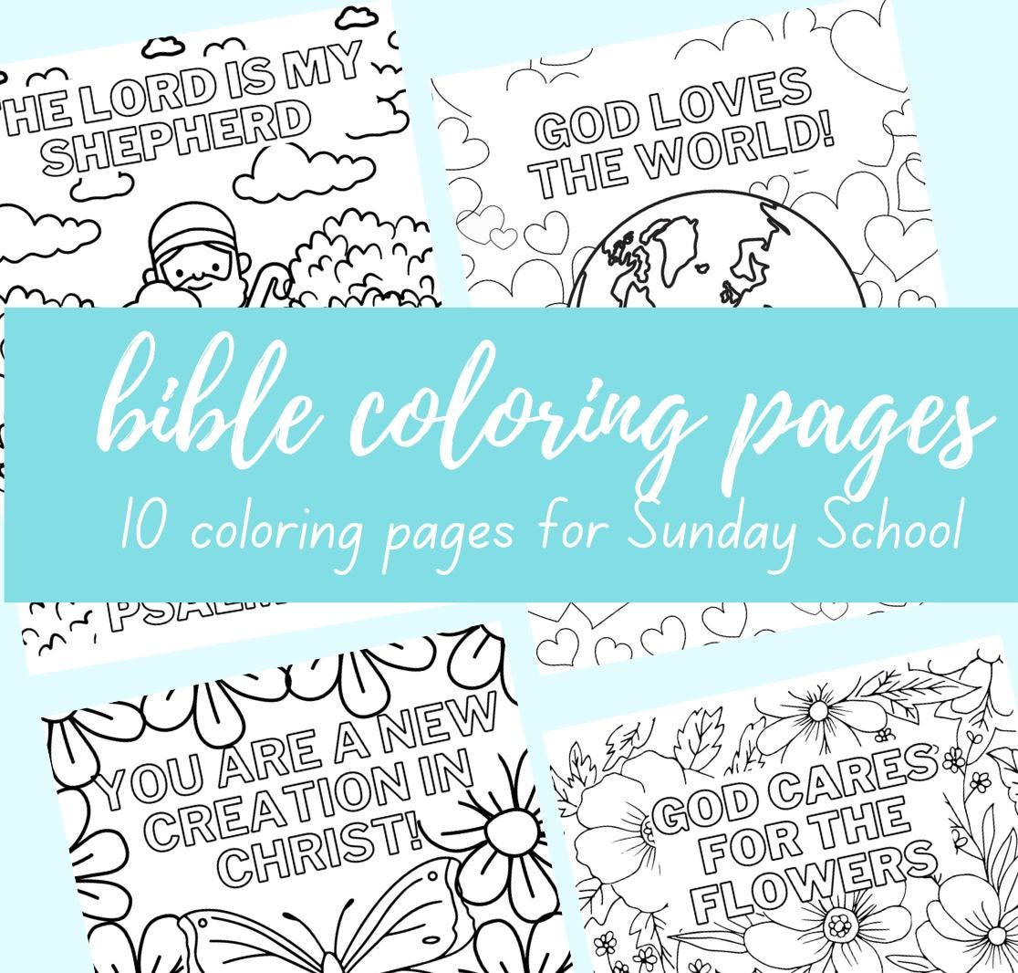 10 Sunday School Coloring Pages | Bible Memory Verse Printable for Kids ...