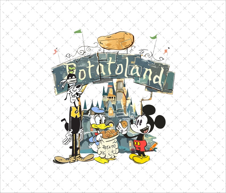Vintage Mickey and Friends PNG SVG, Potatoland Png,castle Tee, Funny ...