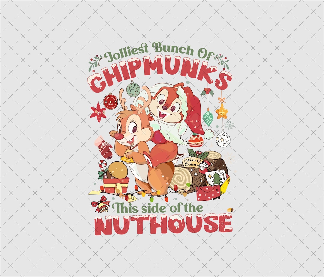 Santa Chip and Dale Jolliest Bunch of Chipmunks Retro Christmas Png ...