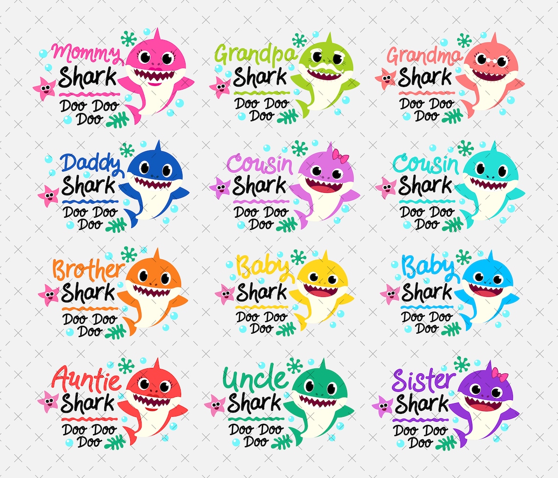 Bebé tiburón cumpleaños familia png svg, bebé tiburón png svg paquete ...