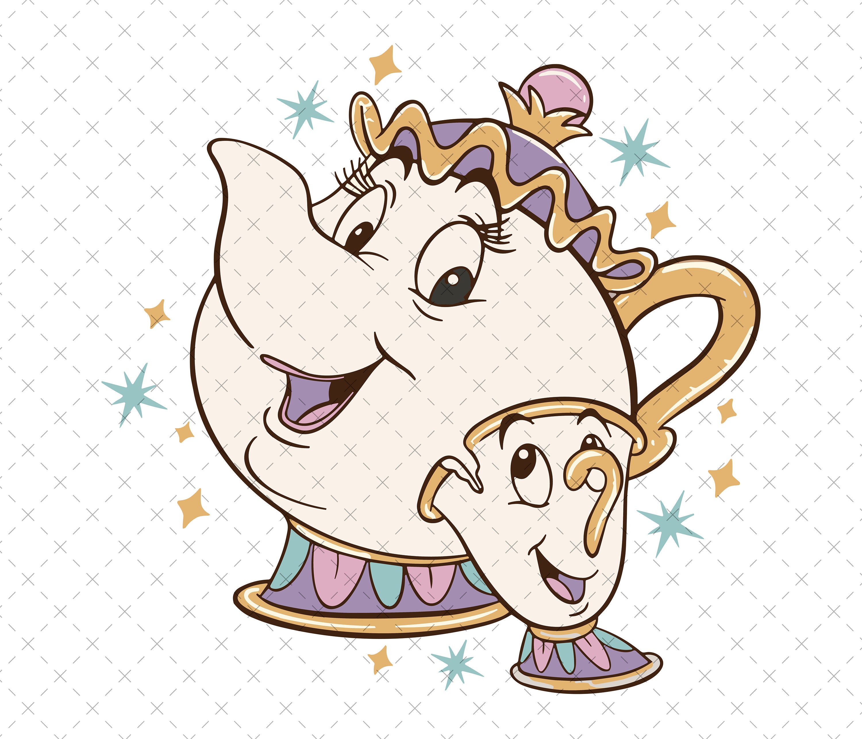 Retro Chip and Mrs. Potts Png, Chip and Mrs. Potts Shirt Png, Princess ...