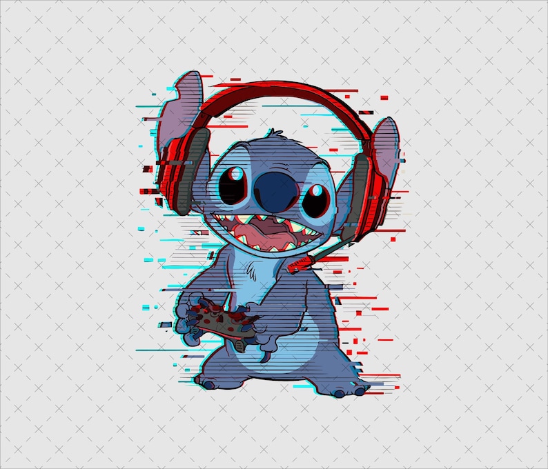Retro Stitch Gamer PNG, Funny Cartoon Character, Sublimation File - Etsy