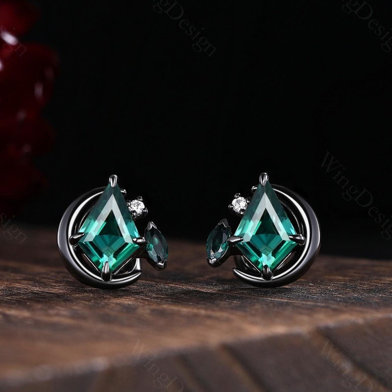 Emerald Kite Cut Earrings - Etsy