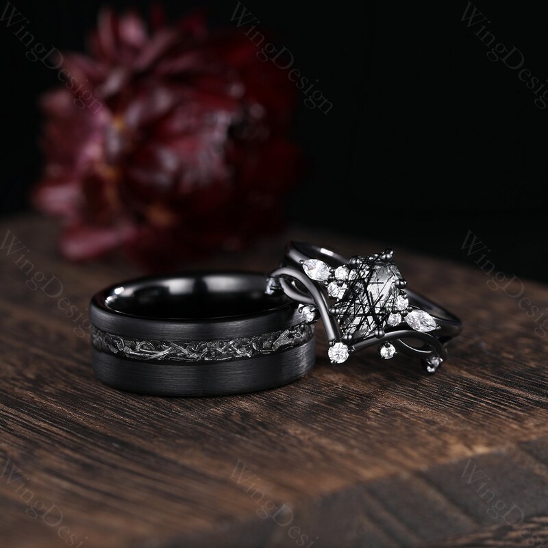 Unique Wedding Ring Set - Etsy