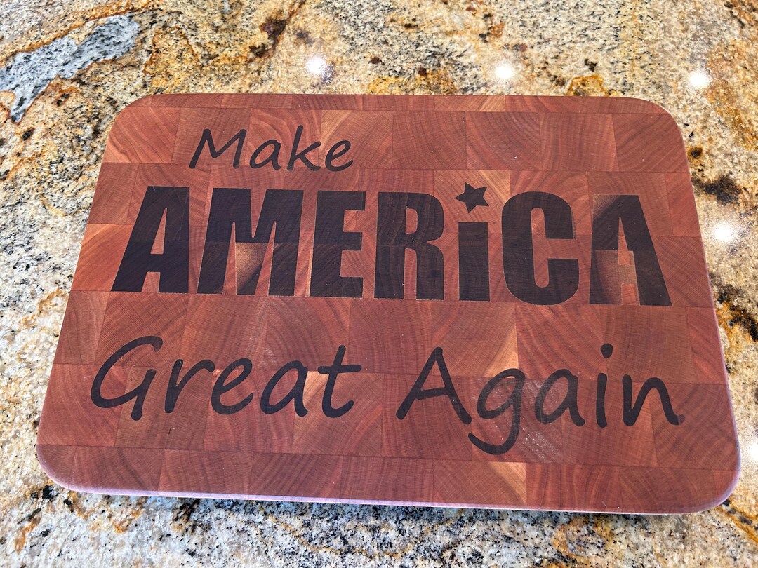 Trump End Grain Inlay Cutting Board 2024, Trump Memorabilia, Solid Wood ...