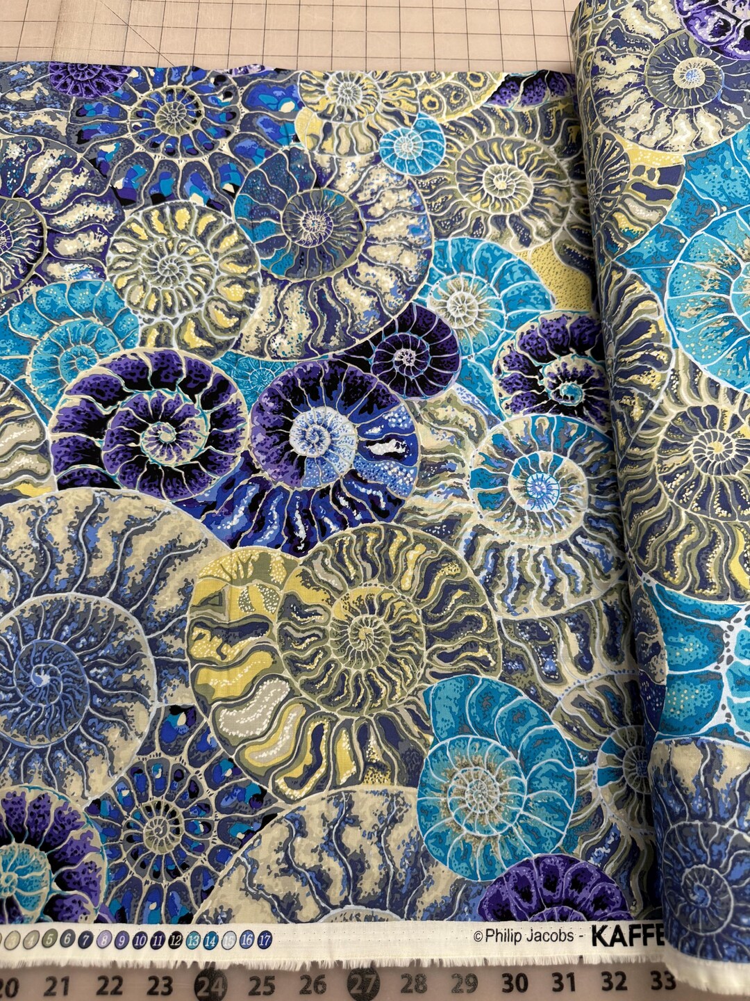 Ammonites - Blue || August 2024 Philip Jacobs for the Kaffe Fassett ...