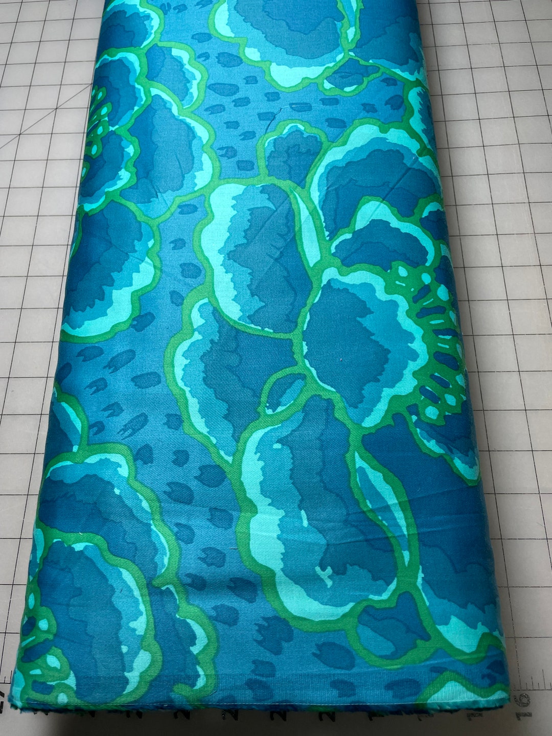 Kaffe Fassett Tonal Floral in Turquoise 108 Inch Cotton Sateen Quilt ...