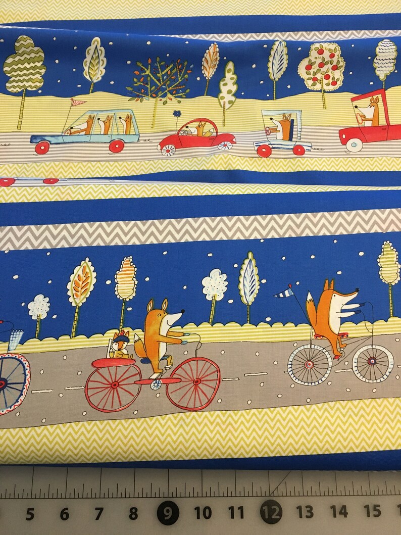 Dena Designs Fox Playground Transport Navy Cotton Fabric | Etsy