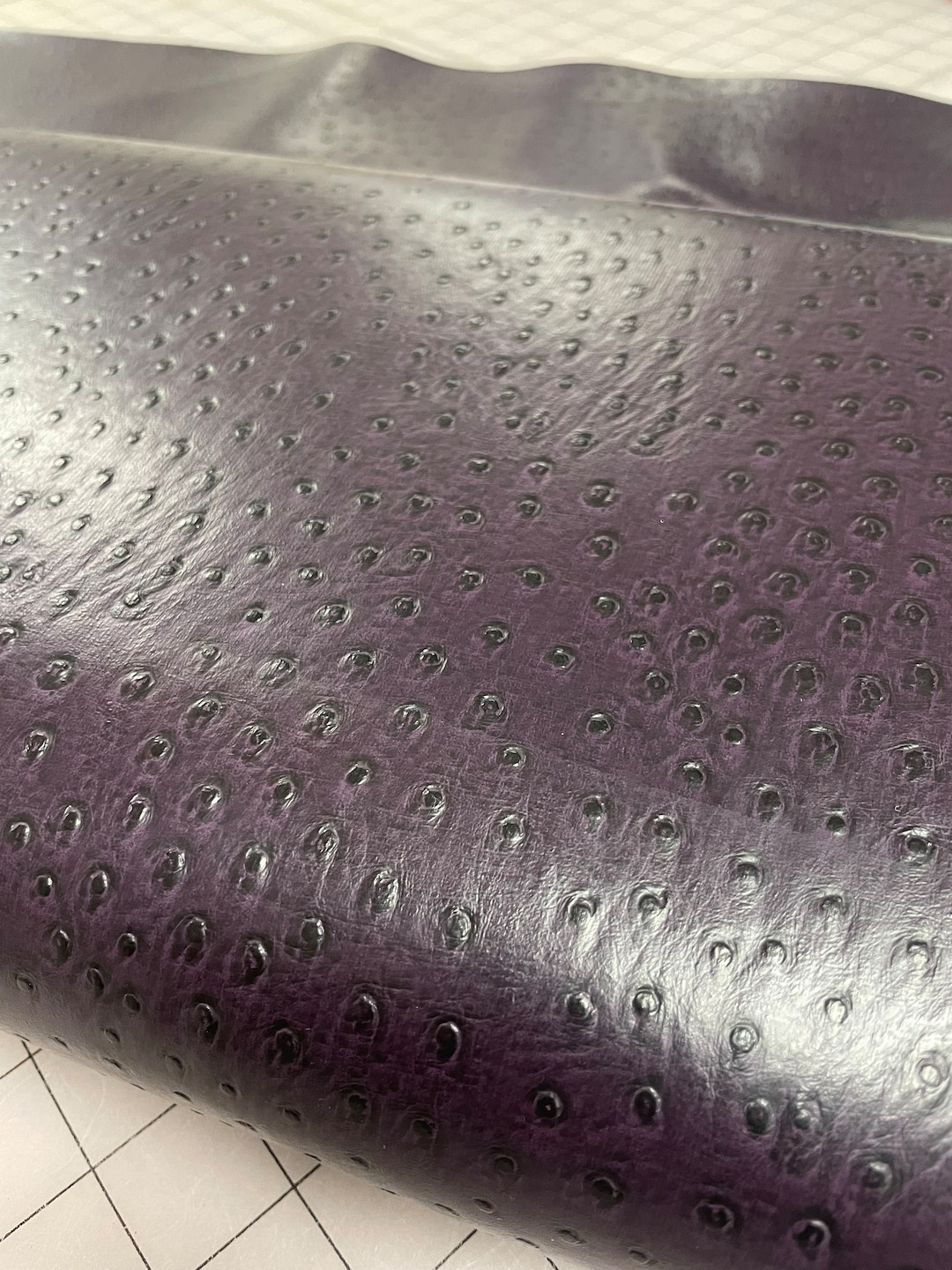 Vegan Leather - Faux Ostrich Skin Embossed - Aubergine Dark Purple ...