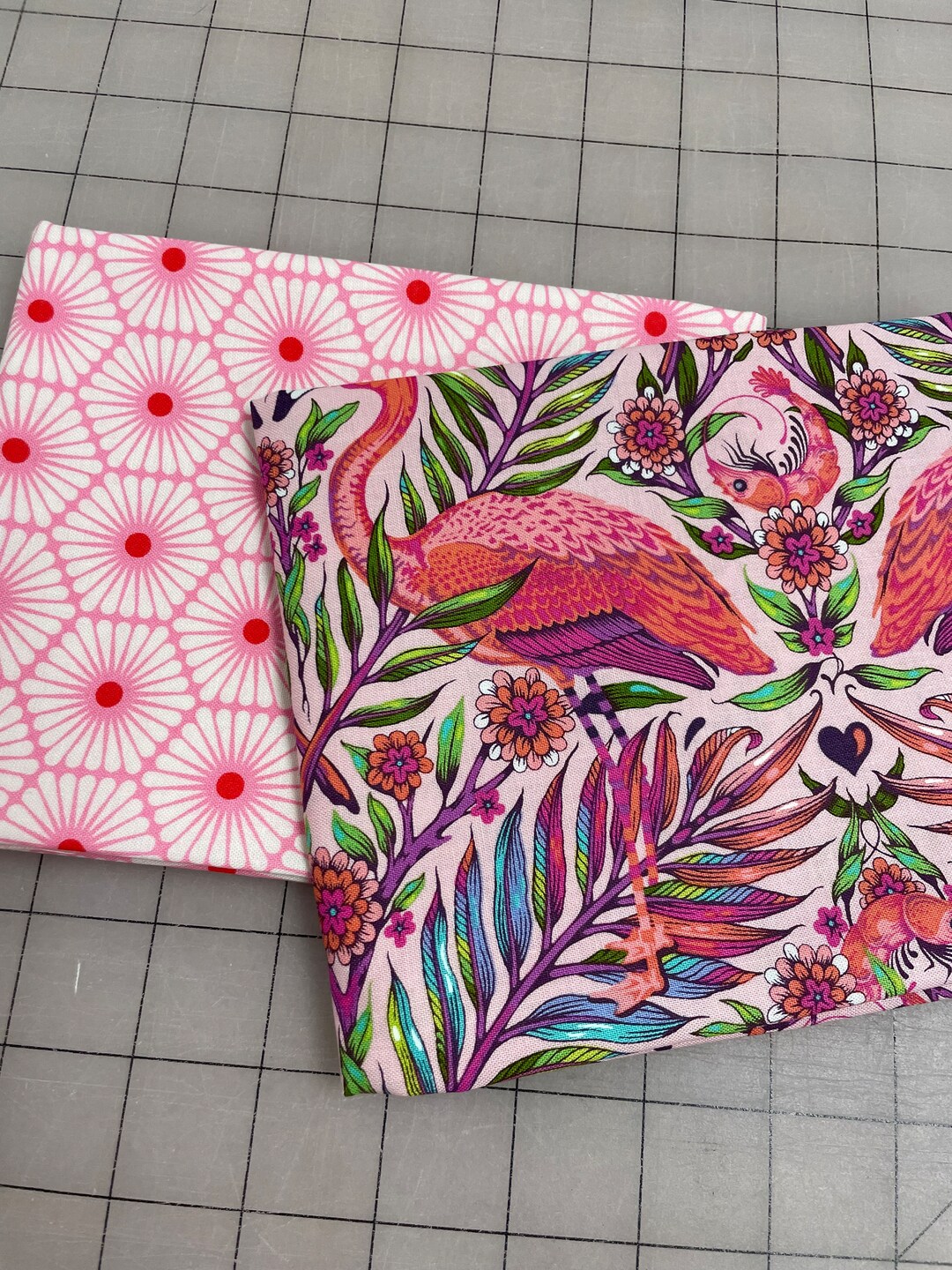 2 FQ Bundle Tula Pink BESTIES & DAYDREAMER Pink Print Cotton Fabric Fat ...