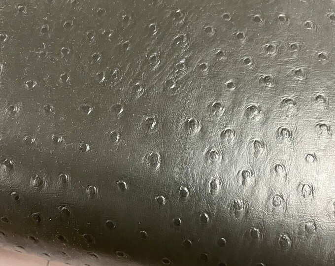 Vegan Leather - Faux Ostrich Skin Embossed - Dark Charcoal Gray ...