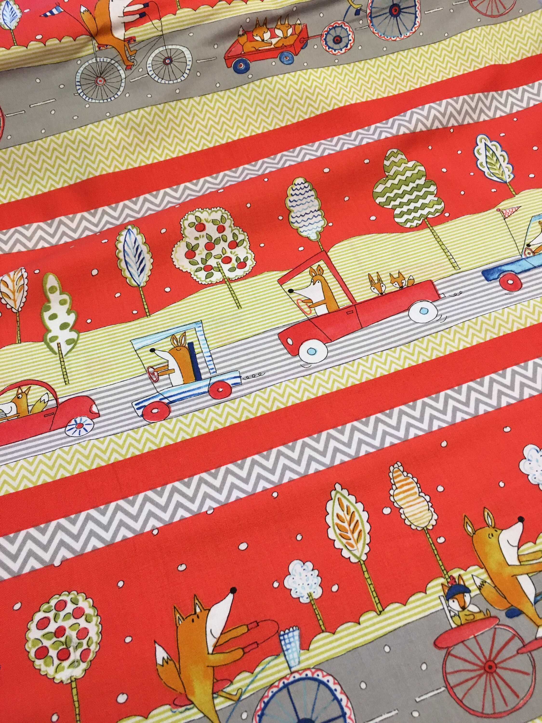 Dena Designs Fox Playground Transport Red Cotton Fabric BTY | Etsy