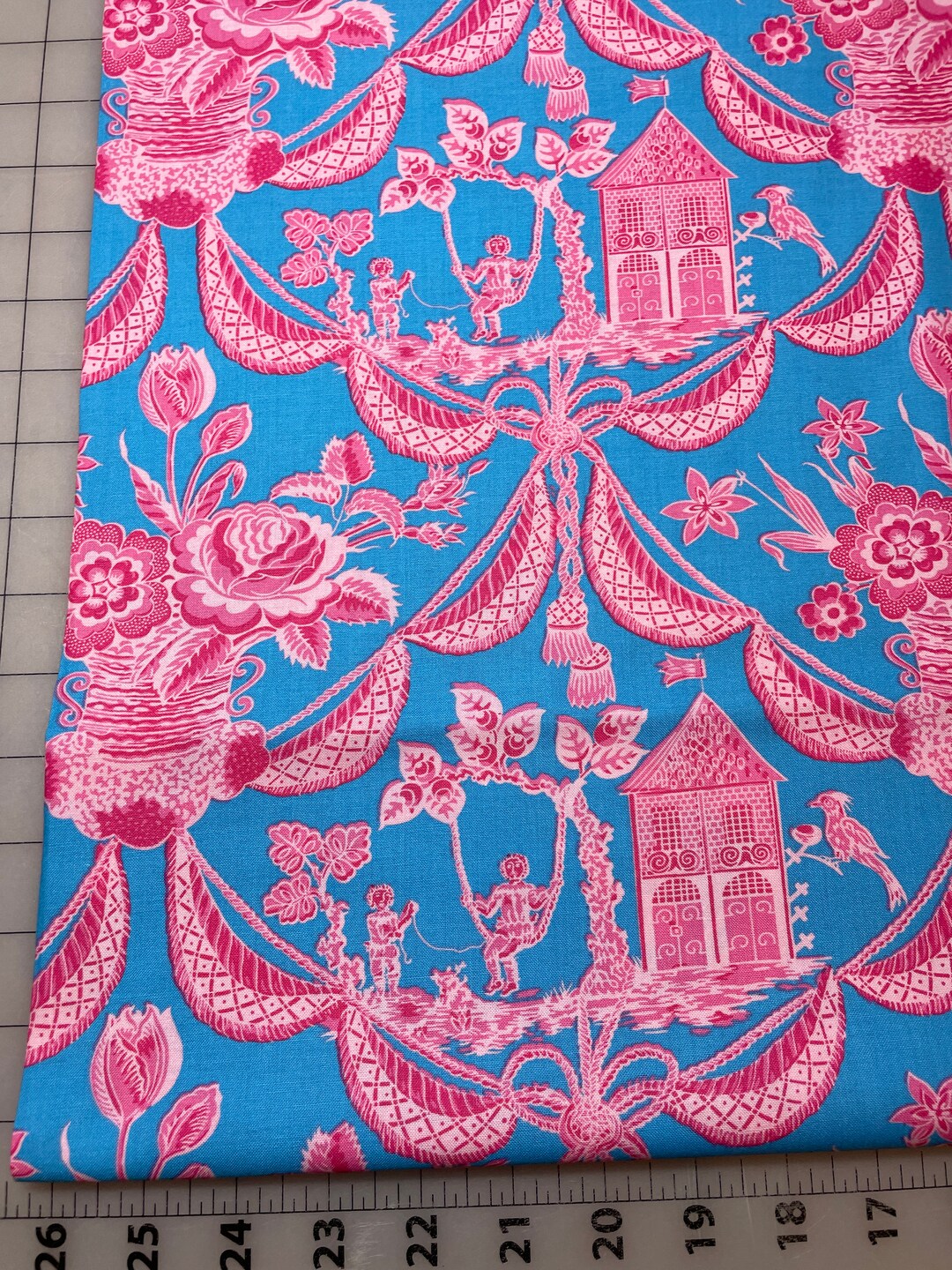 Jennifer Paganelli Sunny Isle Kat in Pink Print Cotton Fabric by the ...