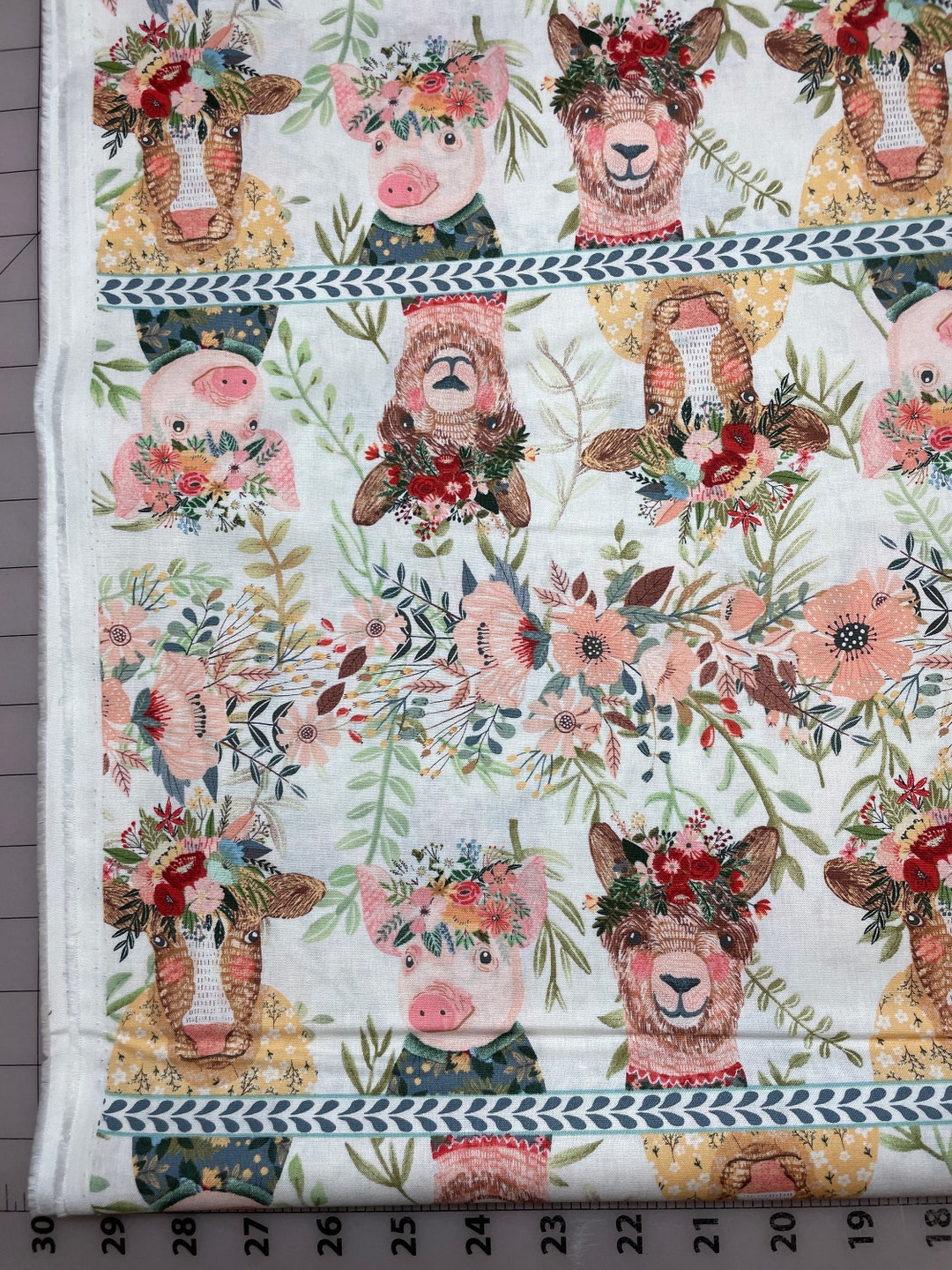 FARM FRIENDS by Mia Charro Farm Arrangement in Pink Multi Cotton Fabric ...