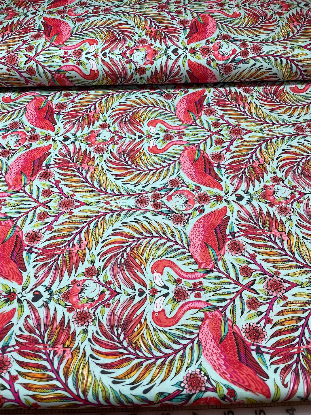 Tula Pink DAYDREAMER Pretty in Pink in Mango Flamingo Print Cotton ...