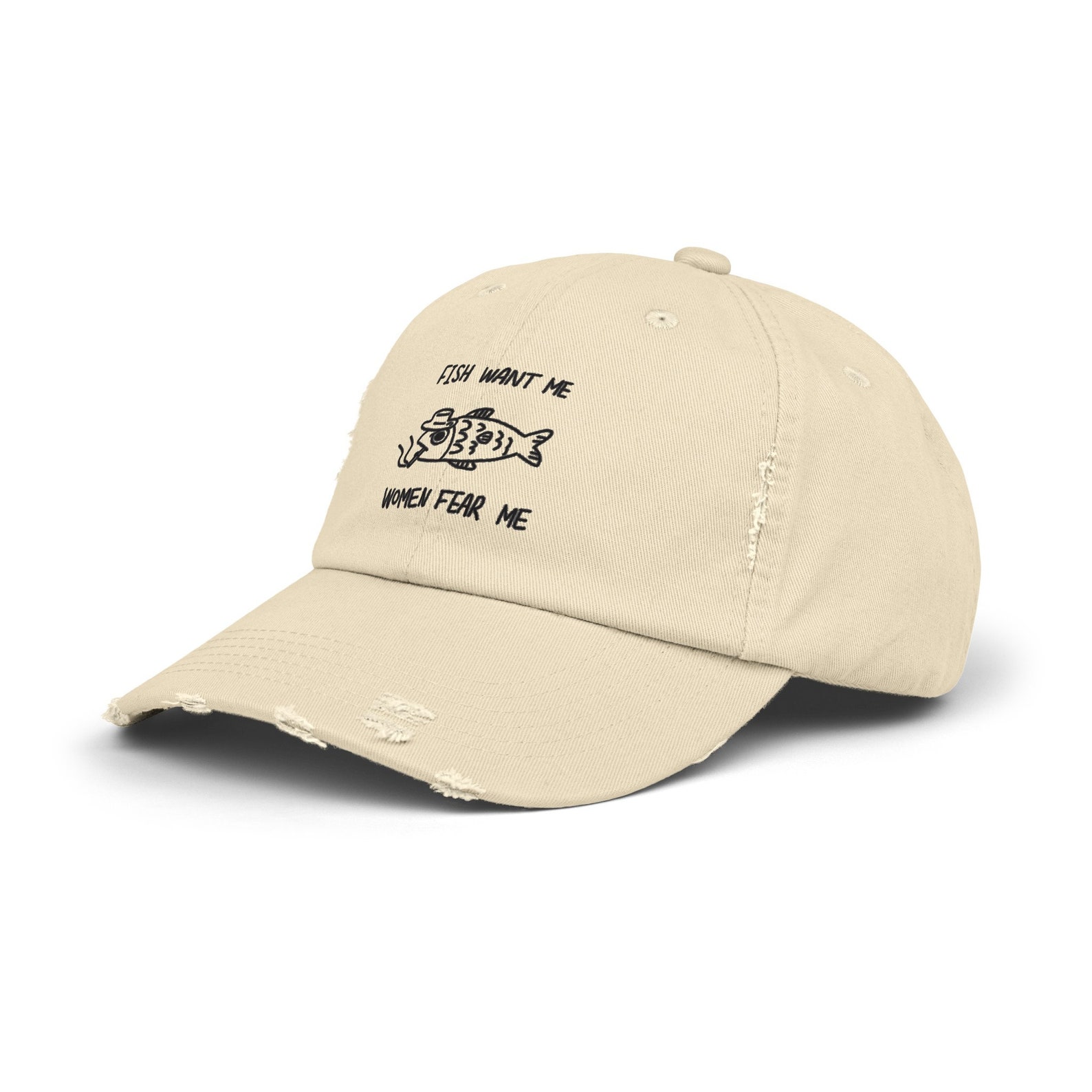 Fish Want Me Women Fear Me Unisex Distressed Cap | Funny Hats ...