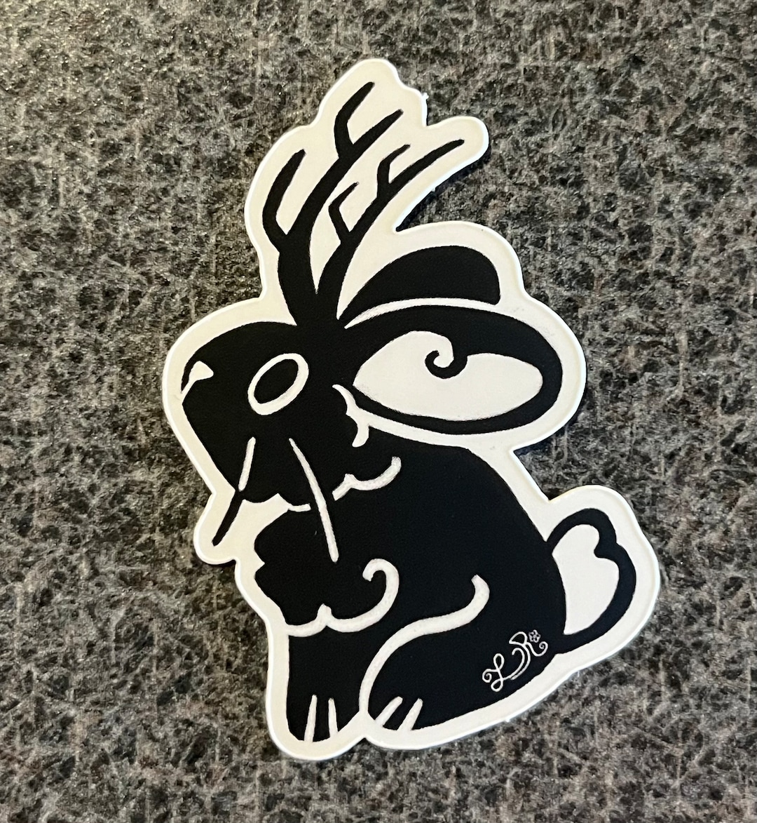 Jackalope Rabbit Cryptid Matte Waterproof Sticker - Etsy