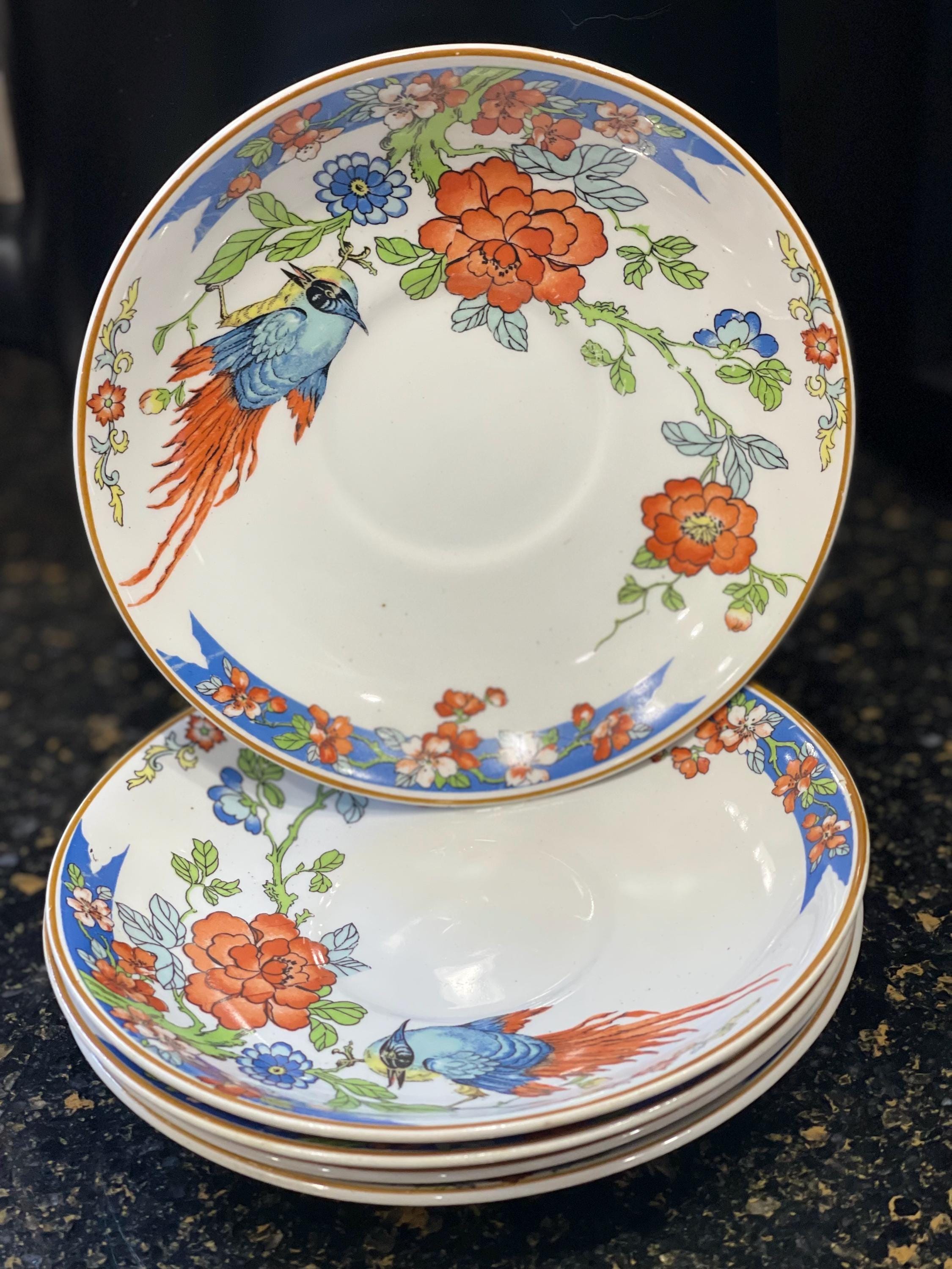 5 Saucers Wood and Sons, Birds of Paradise Pattern, England 1917 - Etsy