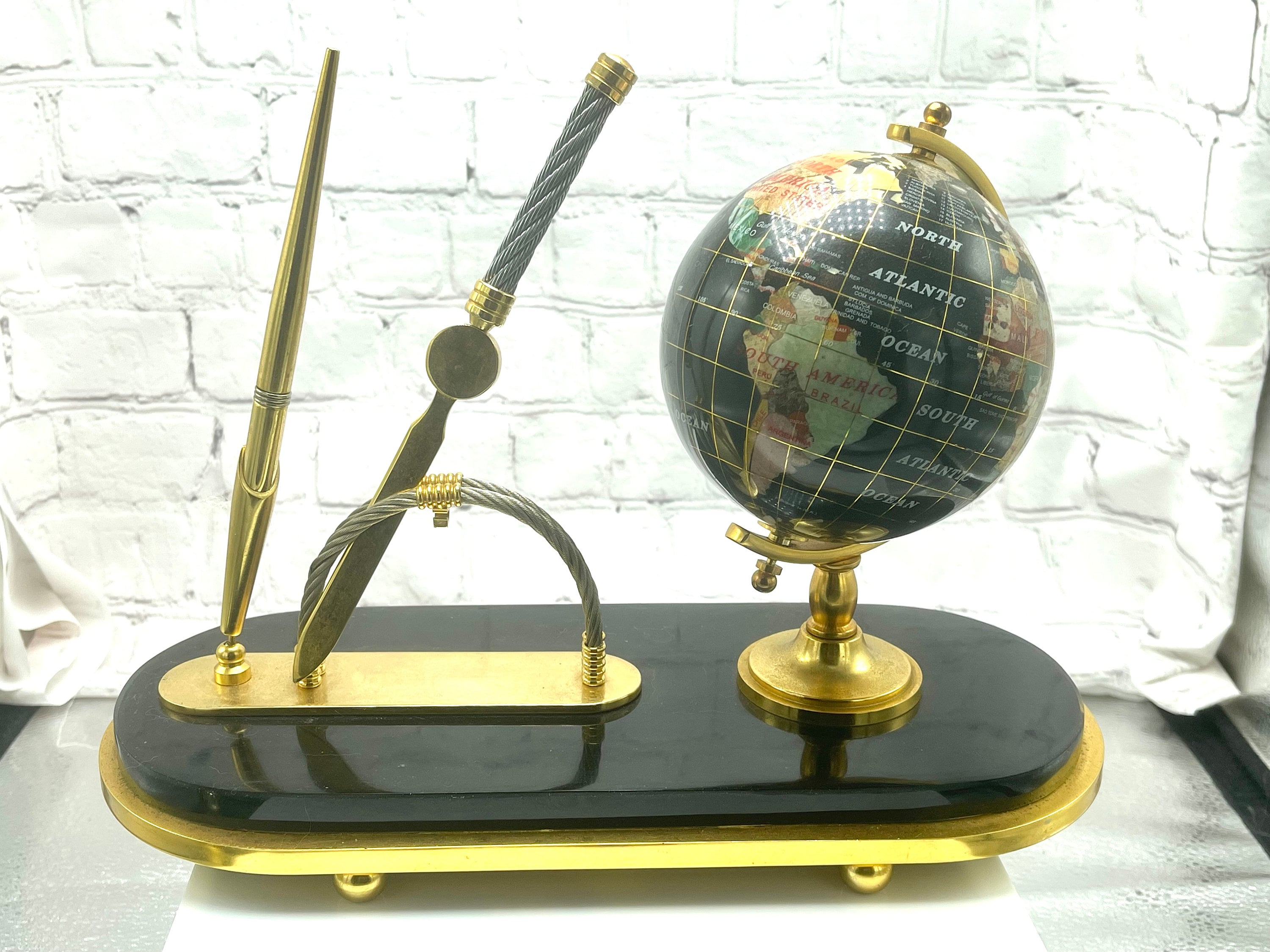 Gemstone Globe Desk Set - Etsy