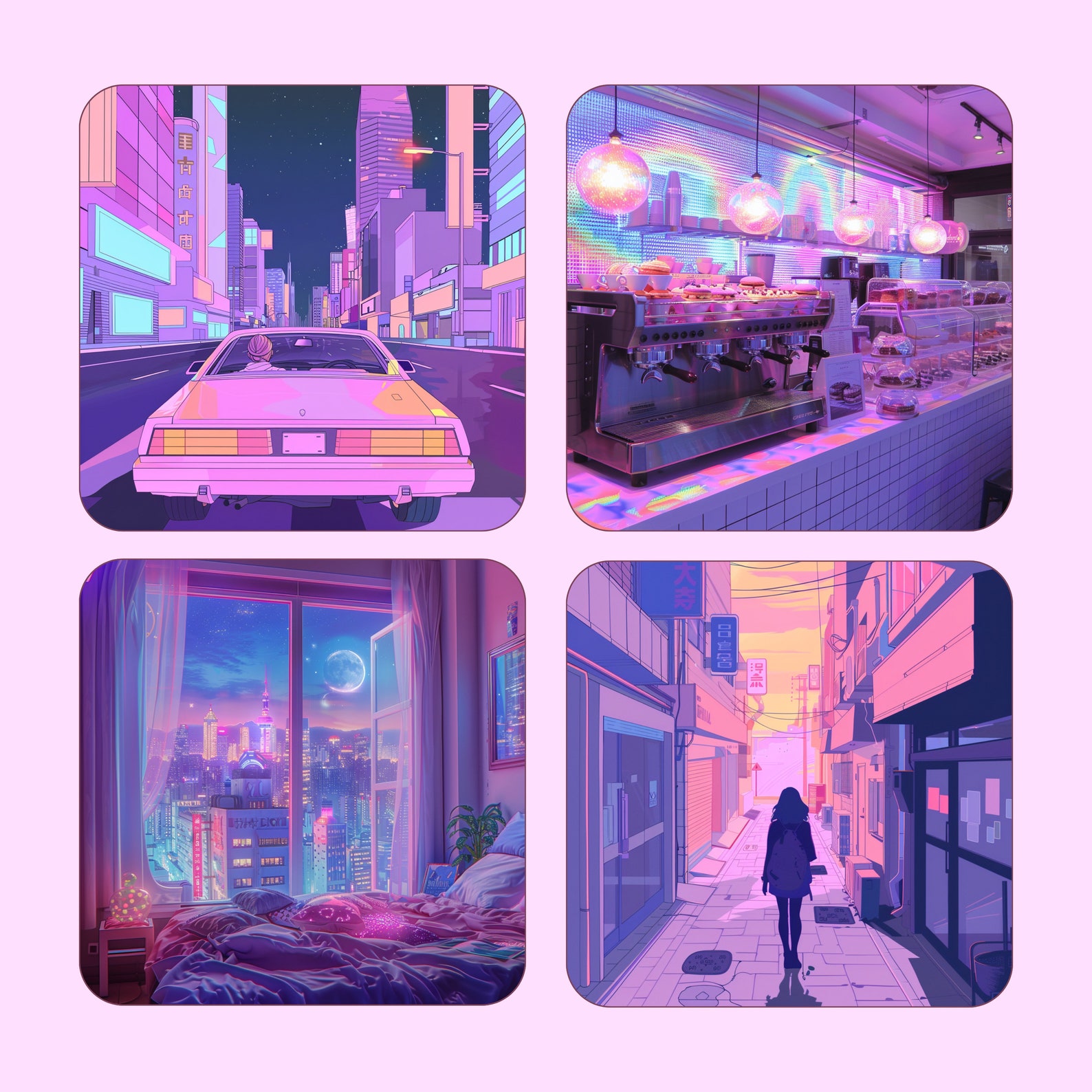 Midjourney Prompts Aesthetic Vaporwave Art Pastel Ai Prompt Lo-fi 80s ...