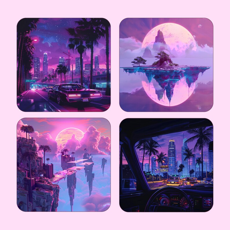 Midjourney Prompts Aesthetic Vaporwave Art Pastel Ai Prompt Lo-fi 80s ...