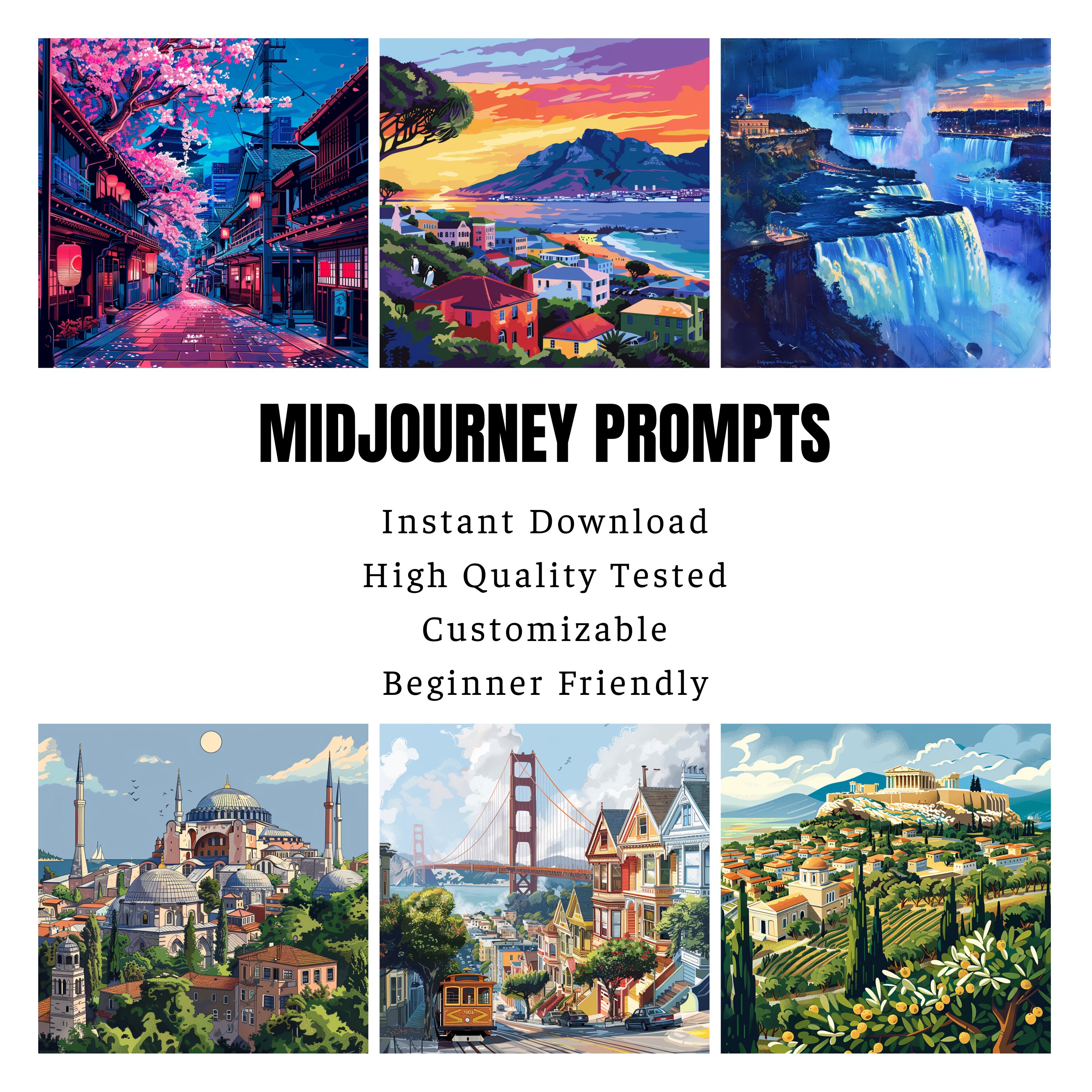 Midjourney Prompts for Travel Poster Illustrations, Midjourney Wall Art ...