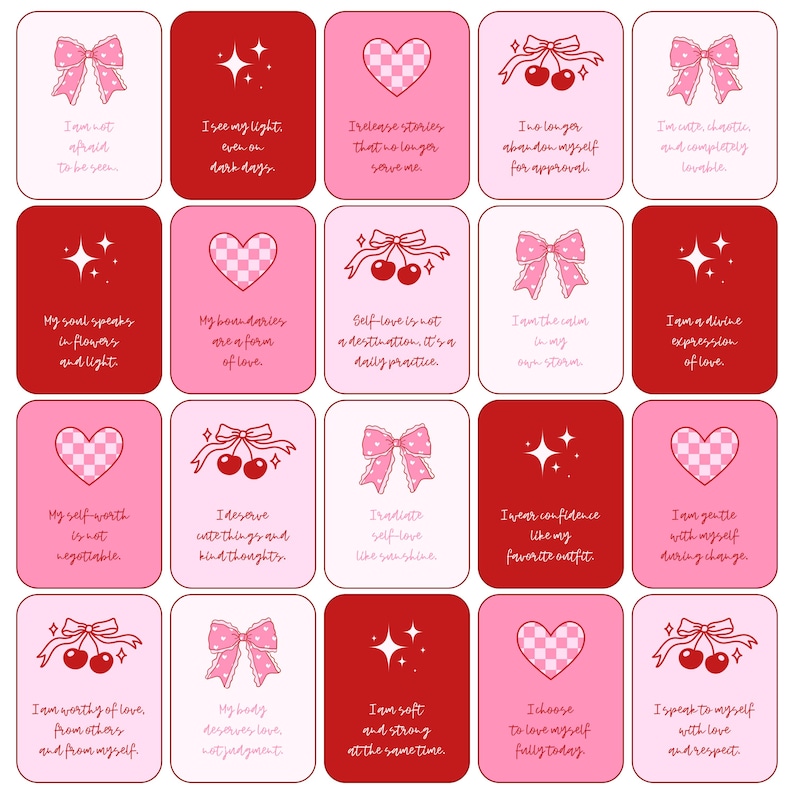 44 Printable Self-love Affirmation Cards, Cute Pastel Cards for Mental ...