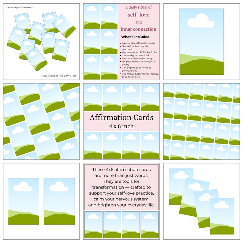 Affirmation Card Mockup Templates, 4x6 Printable, Canva Editable ...