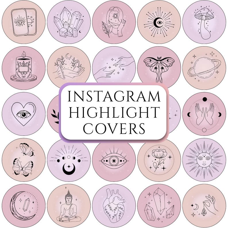 Spiritual Instagram Highlight Covers – Mystic Line Art, Pastel Icons ...