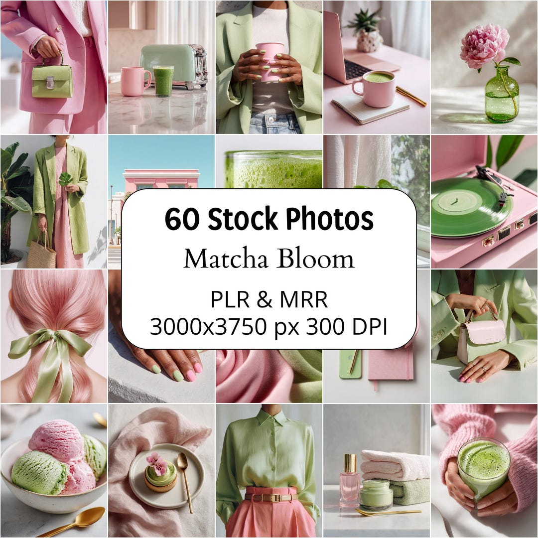 Matcha Bloom Stock Photos, Pink and Green Feminine Editorial Bundle ...
