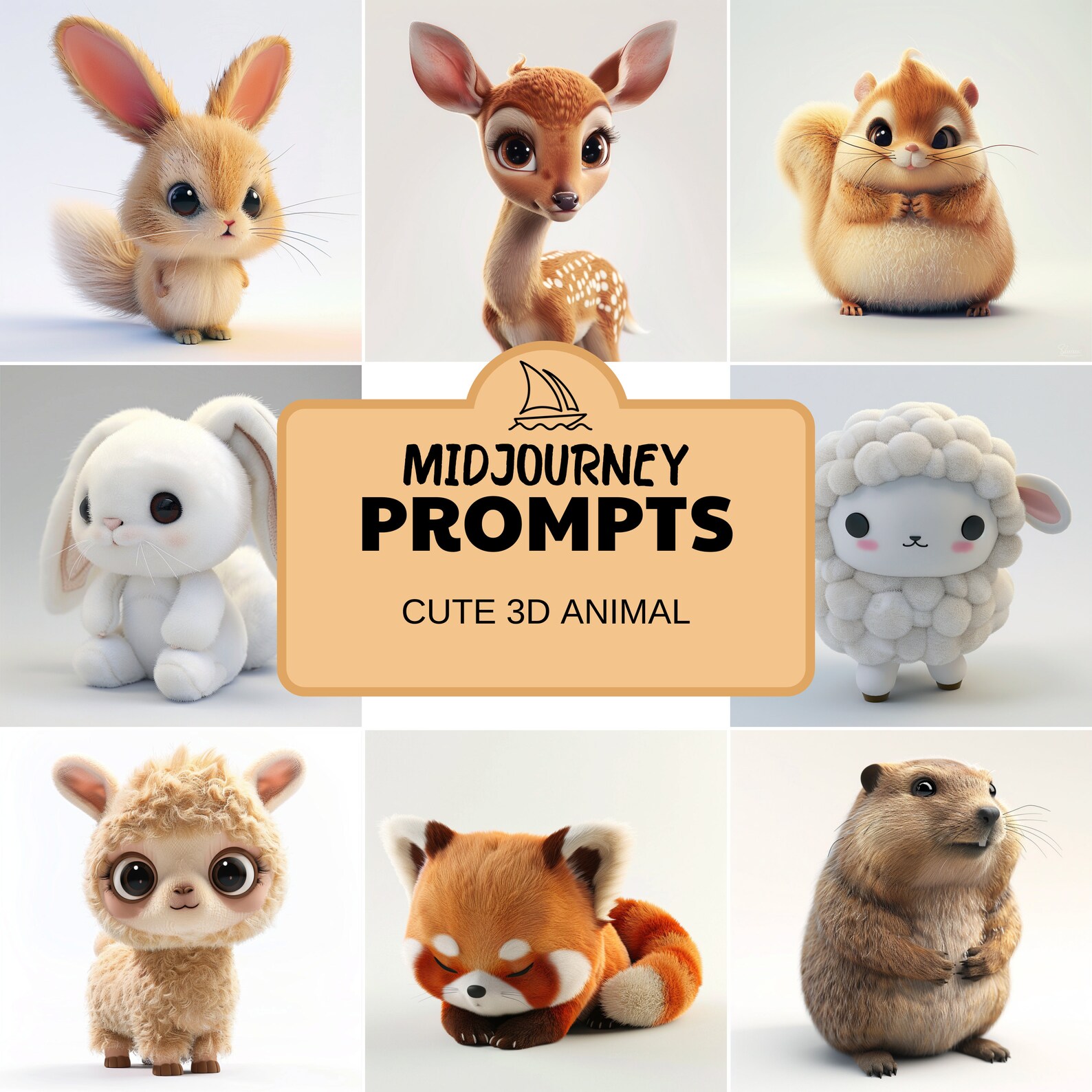 Midjourney Prompts for 3D Cute Clipart Animal, 3D Clay Characters ...