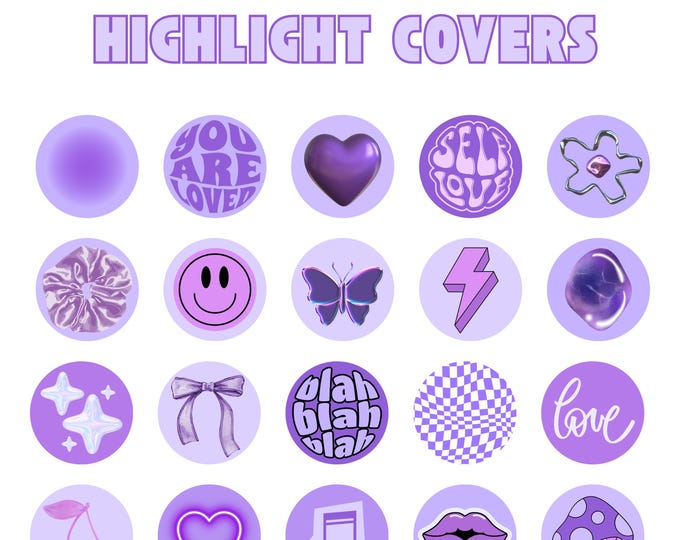 Purple Aesthetic Instagram Highlight Icons, Soft Purple IG Story Covers ...