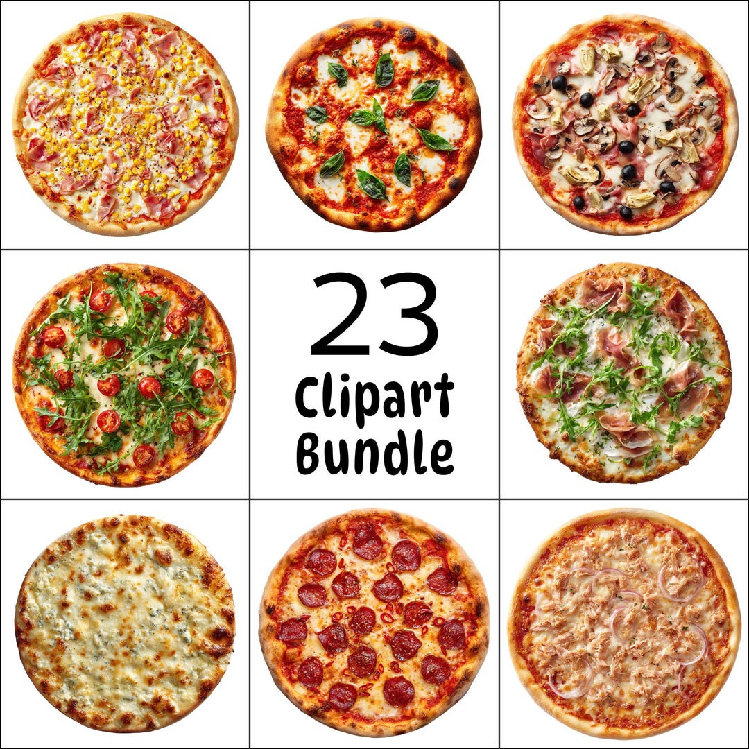 23 Pizza Clipart Bundle PNG, Realistic Italian Food Set, Margherita ...