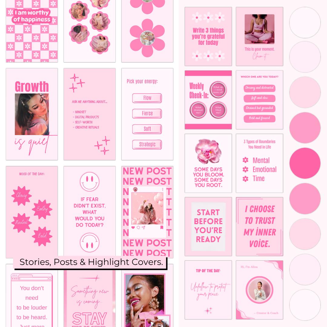 150 Pink Instagram Templates, Canva Editable, Canva Templates ...