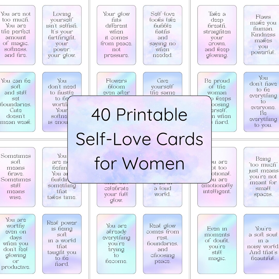 40 Printable Self-love Cards for Women, Pastel Daily Inspiration PDF ...