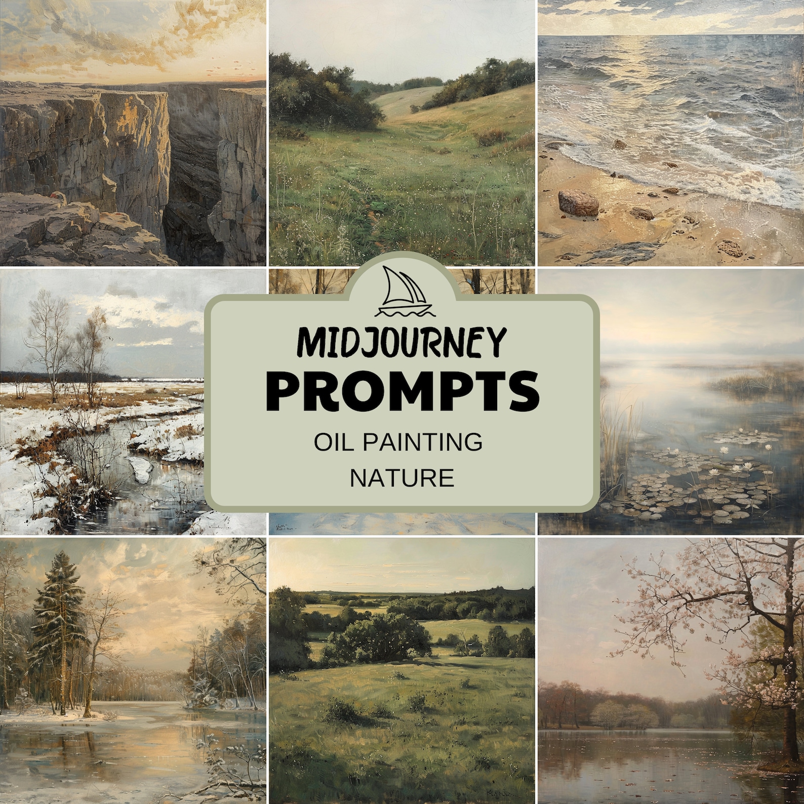 Midjourney Prompts Oil Painting Landscape Nature Wall Art Midjourney ...
