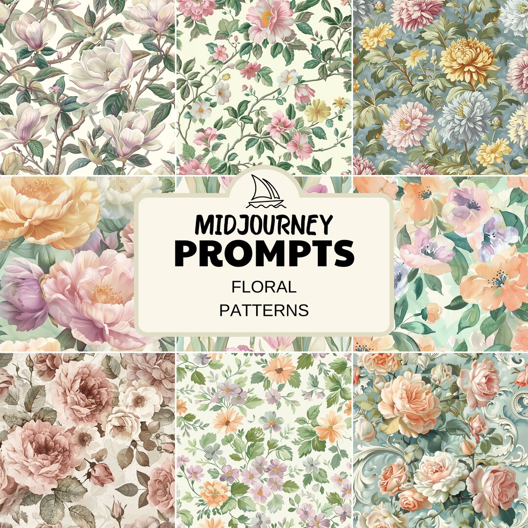 Midjourney Prompts Floral Patterns Design, Botanical Pattern Prompt, Ai ...