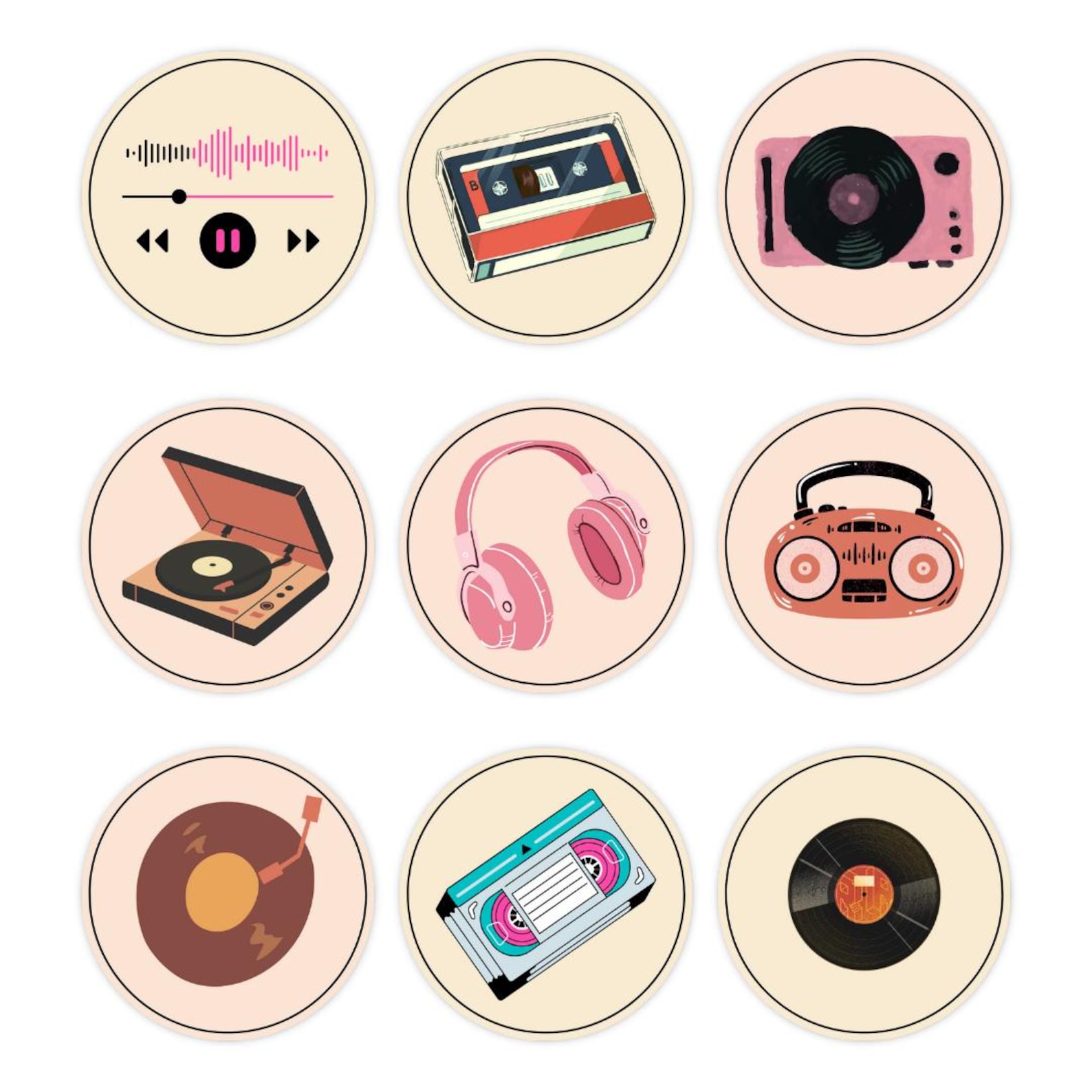 Retro Music Instagram Highlight Covers, Icons (digital Download) - Etsy