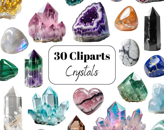 Gemstone Clipart Bundle | 10 JPG | Crystals Clip Art Gems Quartz ...