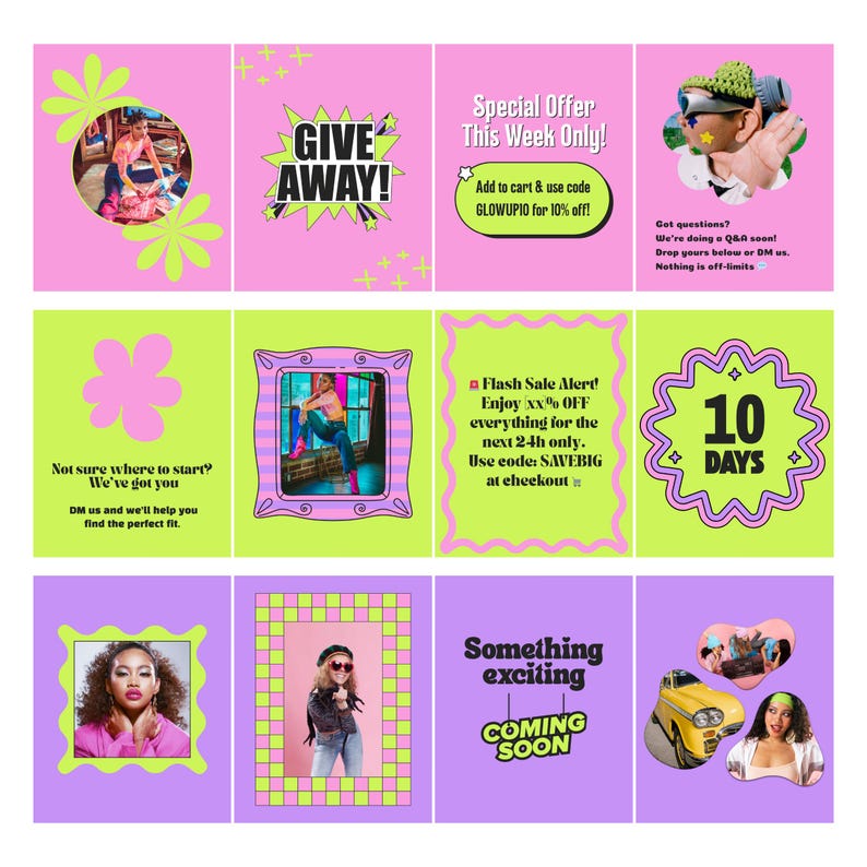 50 Canva Instagram Templates, Colorful Funky Instagram Templates, Funky ...