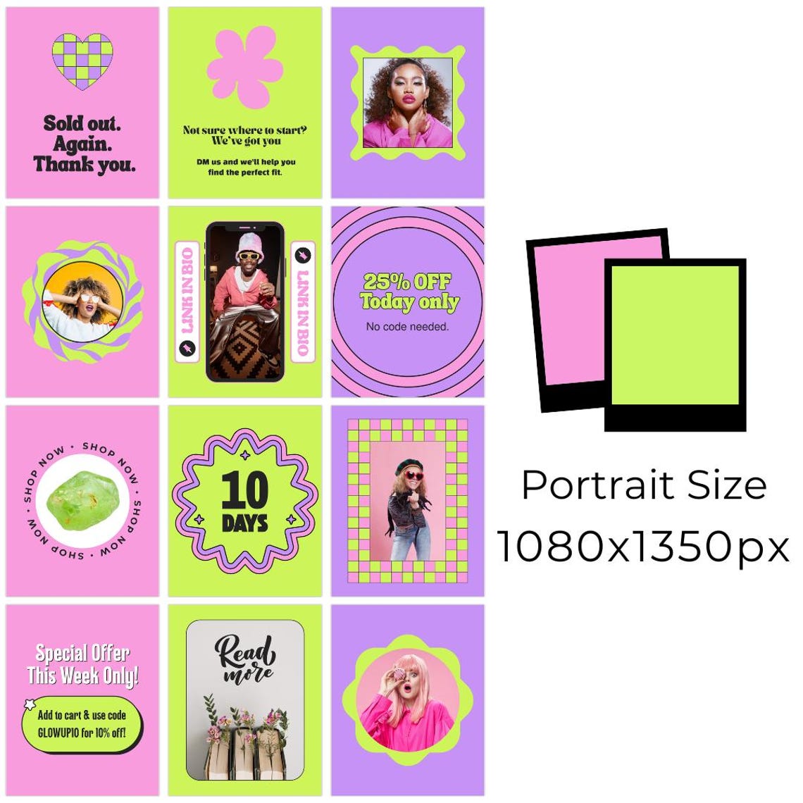 50 Canva Instagram Templates, Colorful Funky Instagram Templates, Funky ...