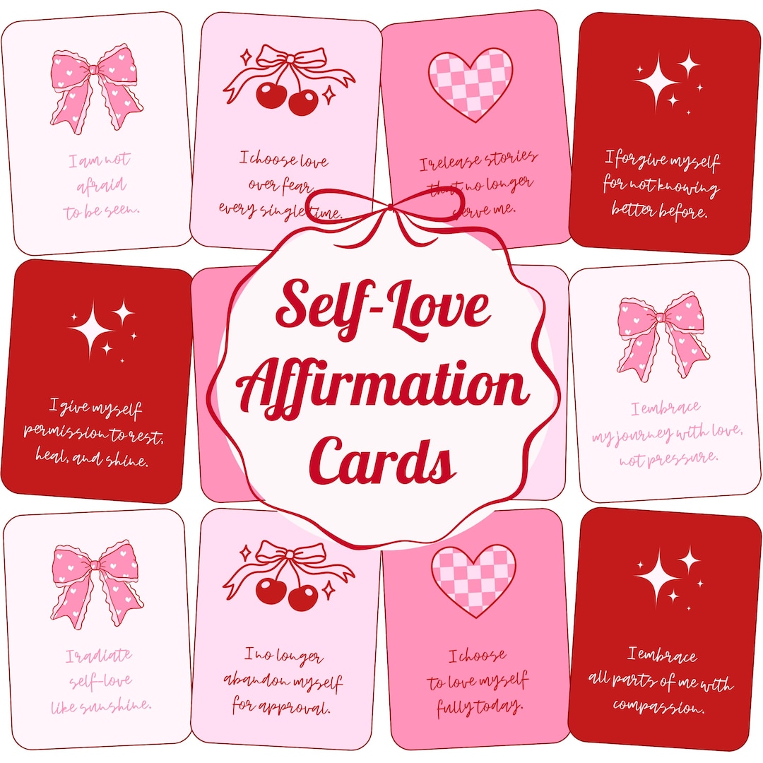 44 Printable Self-love Affirmation Cards, Cute Pastel Cards for Mental ...