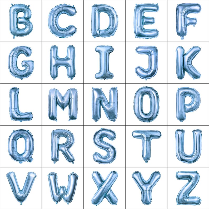 26 Blue Balloon Alphabet Clipart A–Z, Watercolor Letter PNG Bundle ...