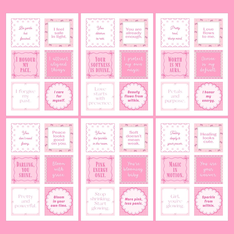 48 Printable Coquette Affirmation Cards – Pink Aesthetic Self-love ...