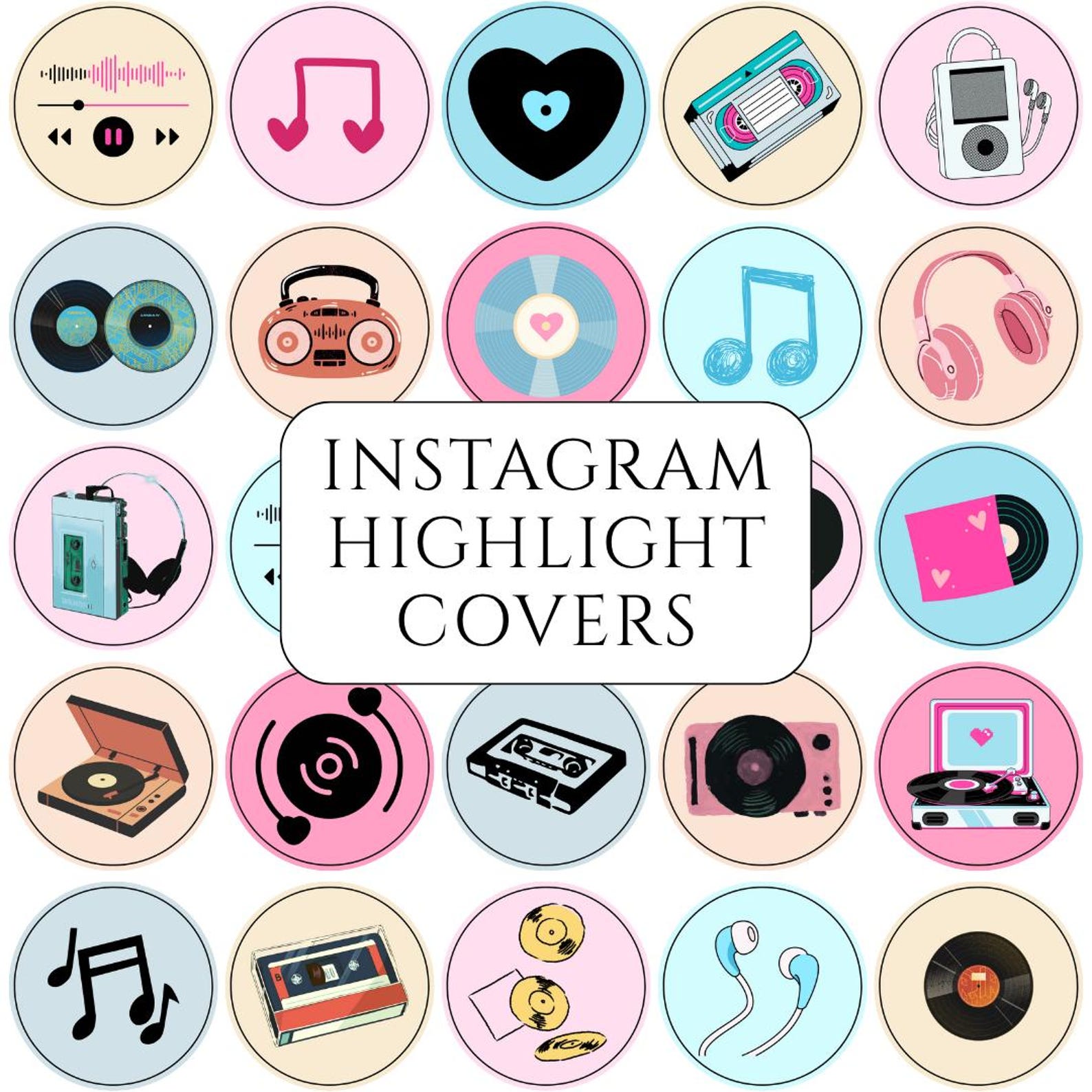 Retro Music Instagram Highlight Covers, Icons (digital Download) - Etsy