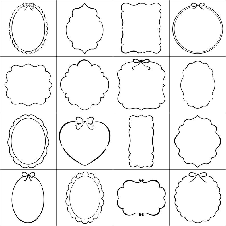 30 Black Line Frames Clipart PNG SVG, Outline Frame Set, Minimalist ...